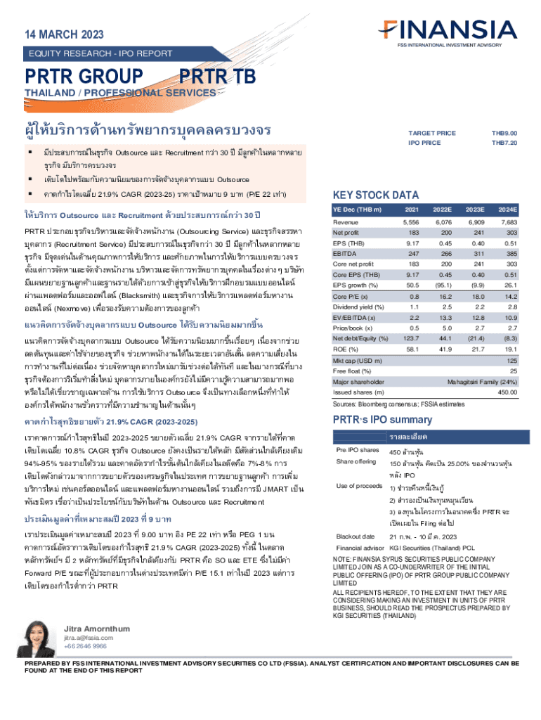 Fillable Online EQUITY RESEARCH - IPO REPORT Fax Email Print - pdfFiller