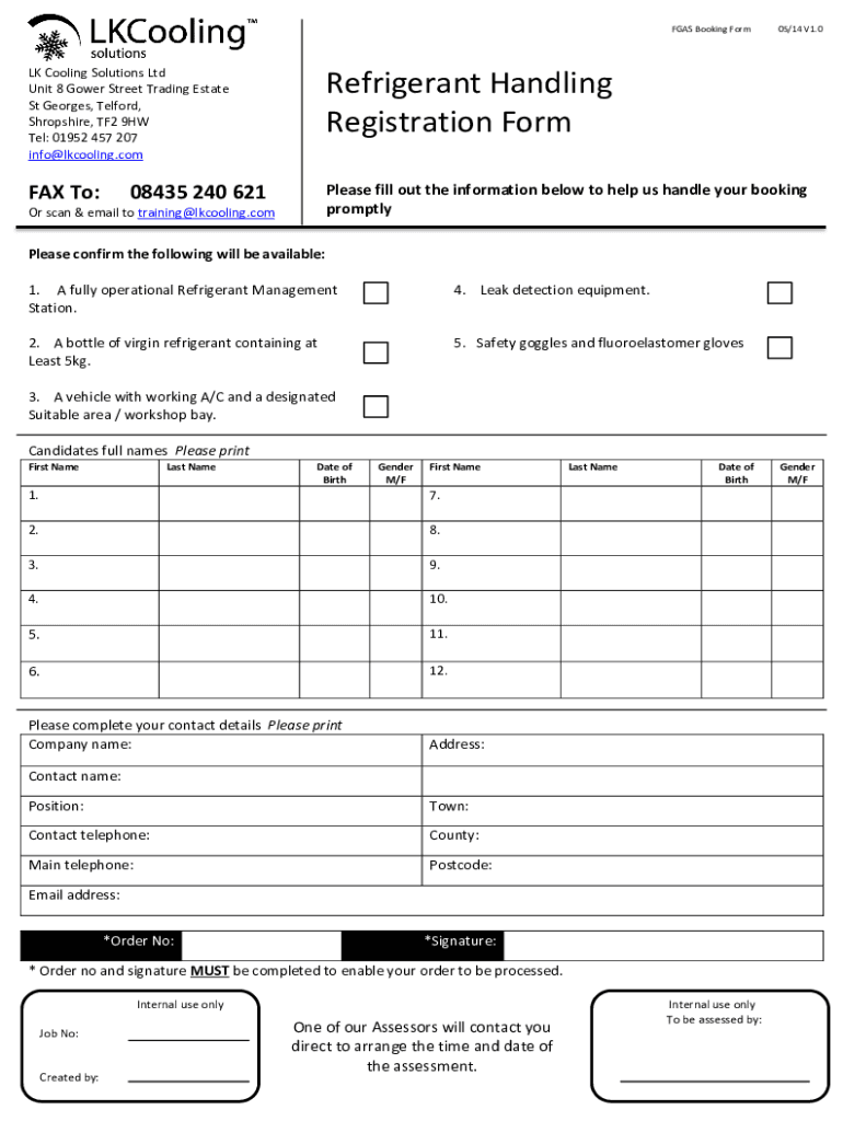 Fillable Online FGAS Booking Form Fax Email Print - pdfFiller