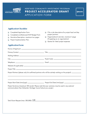Fillable Online project accelerator grant - application form Fax Email Print - pdfFiller