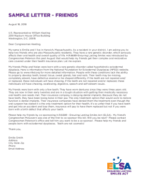 Fillable Online SAMPLE LETTER - FRIENDS Fax Email Print - pdfFiller