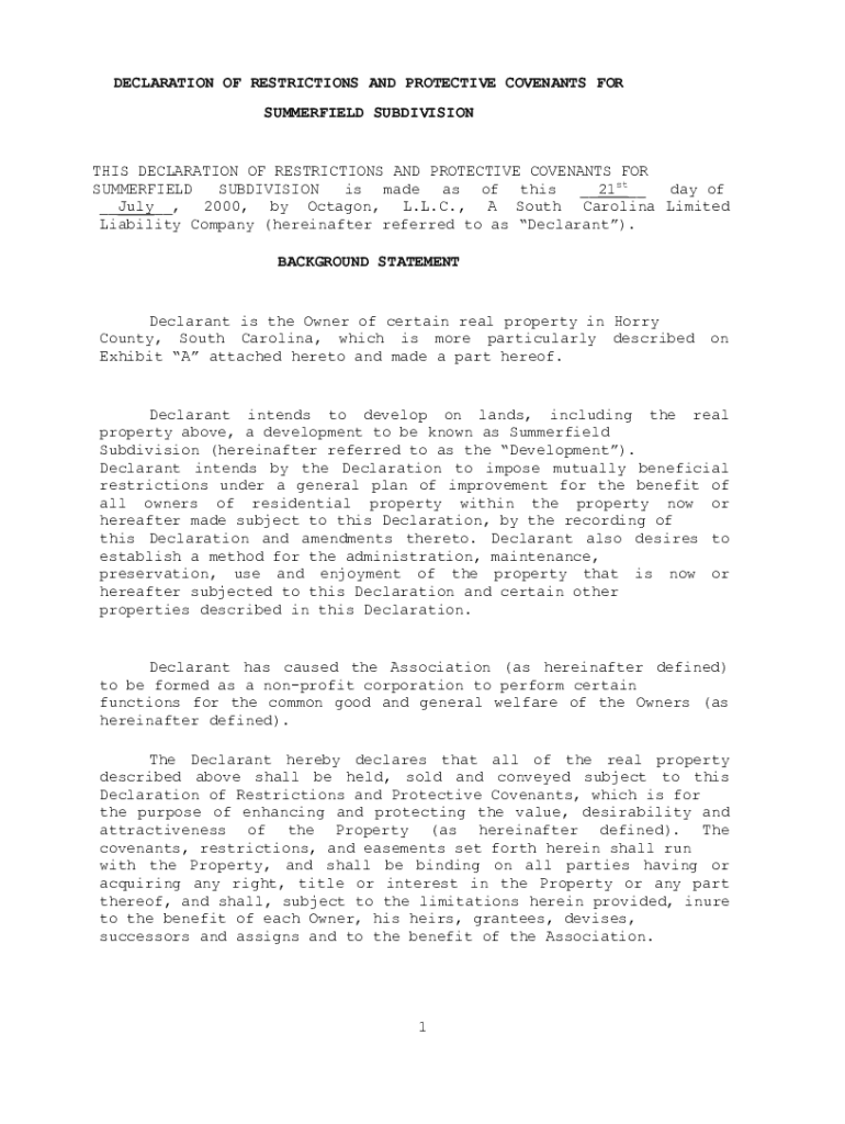 Fillable Online declaration of covenants, conditions and restrictions - of the ... Fax Email ...