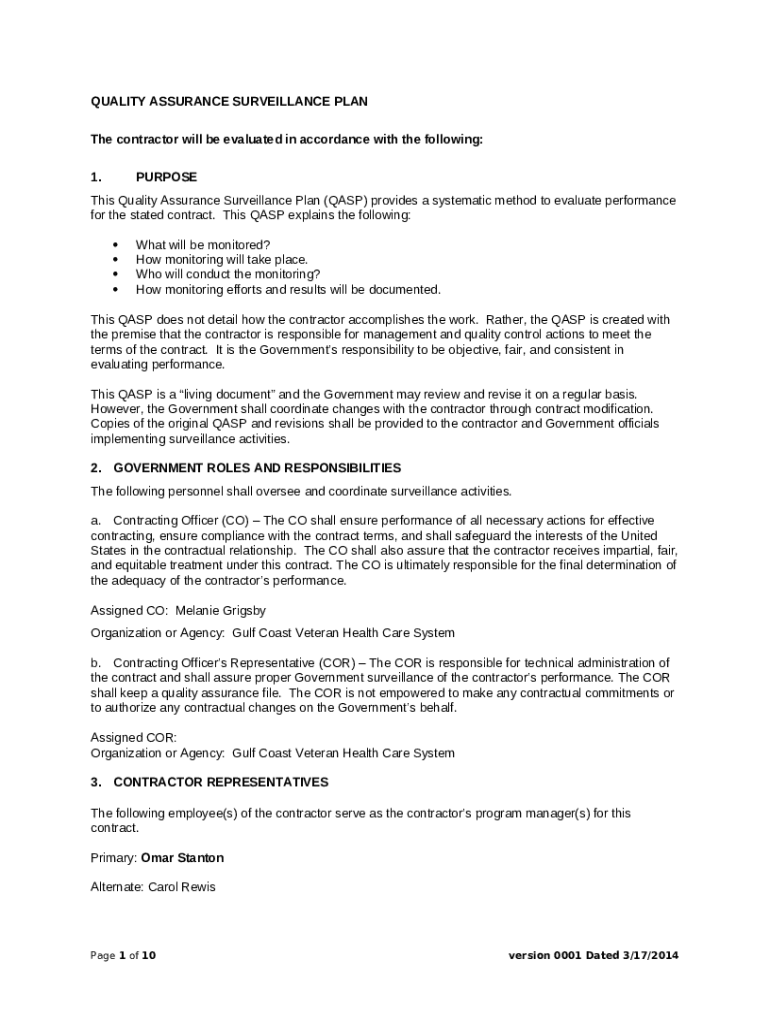 attachment 3 - quality assurance surveillance plan.pdf Doc Template ...