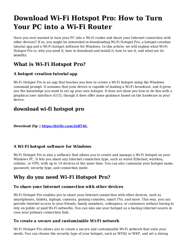 Fillable Online How to Make Wi-Fi Hotspot in Windows 10FREE - YouTube ...