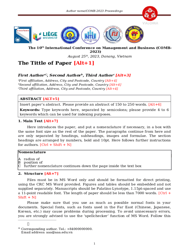 to download the Full Paper Submission Template Doc Template | pdfFiller