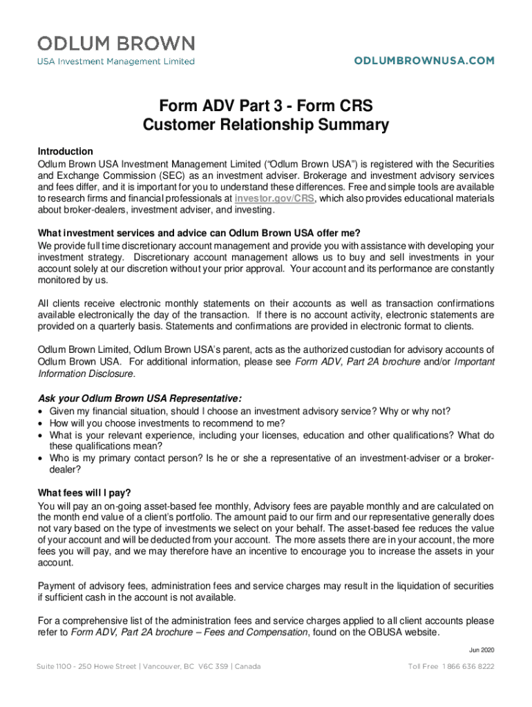 Fillable Online Client Relationship Summary (Form CRS/Form ADV Part 3 ...