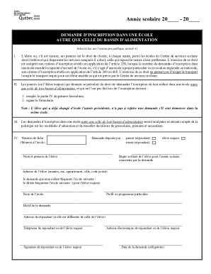 Remplissable En Ligne Demande de changement d'cole Fax Email Imprimer - pdfFiller