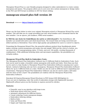 Fillable Online Monogram Wizard Plus (free version) download for PC Fax ...