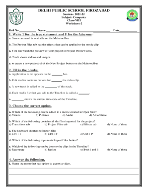 Fillable Online Class-VIII Worksheet-1 Fax Email Print - pdfFiller