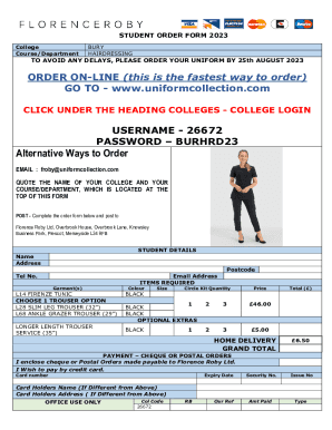 Fillable Online STUDENT ORDER FORM 2023 Fax Email Print - pdfFiller