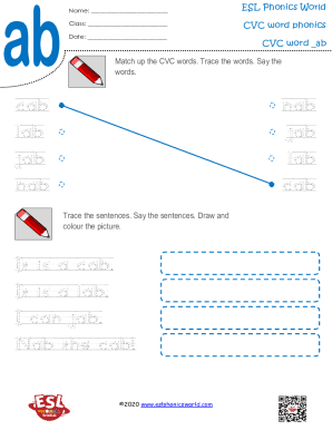 Fillable Online Cvc words worksheets tracing Fax Email Print - pdfFiller