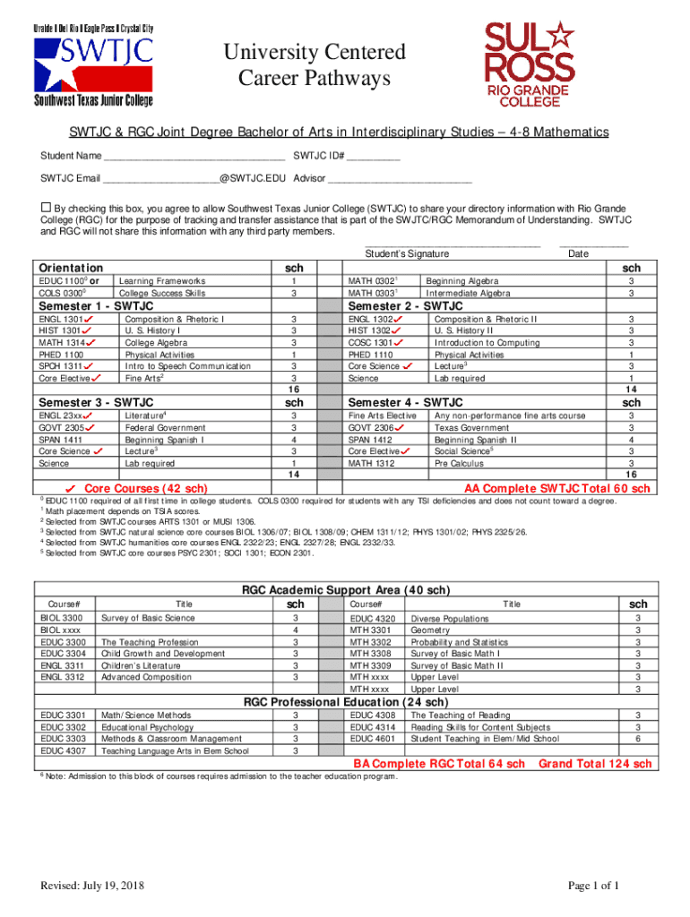 Fillable Online Sul Ross State University Rio Grande College Transfer ... Fax Email Print ...