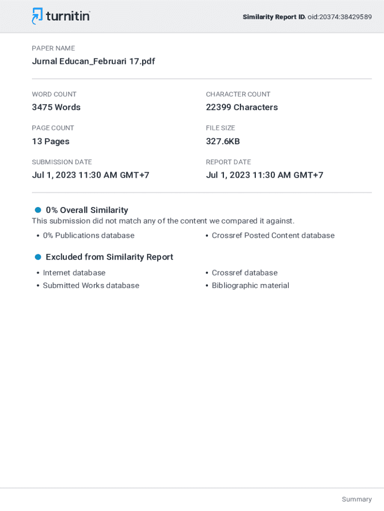 Fillable Online What does my Turnitin Similarity Report mean? - Ask Us ...