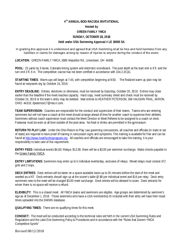 Pocono Family YMCA Swim Team Doc Template | pdfFiller