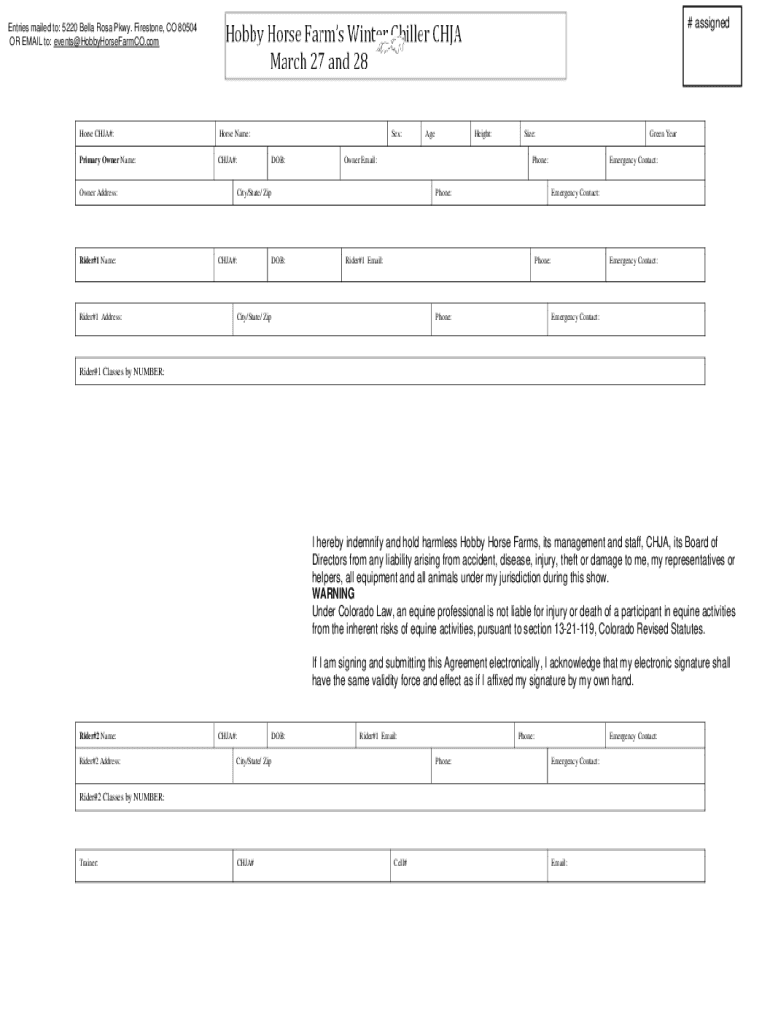 Fillable Online Hhf entry form CHJA Fax Email Print - pdfFiller