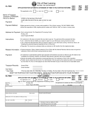 Fillable Online APPLICATION FOR AUTOMATIC EXTENSION OF TIME TO FILE ...