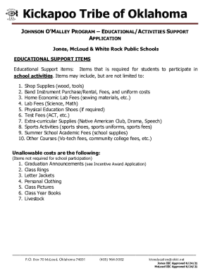 Fillable Online Kickapoo Tribe of Oklahoma Education Department Fax Email Print - pdfFiller