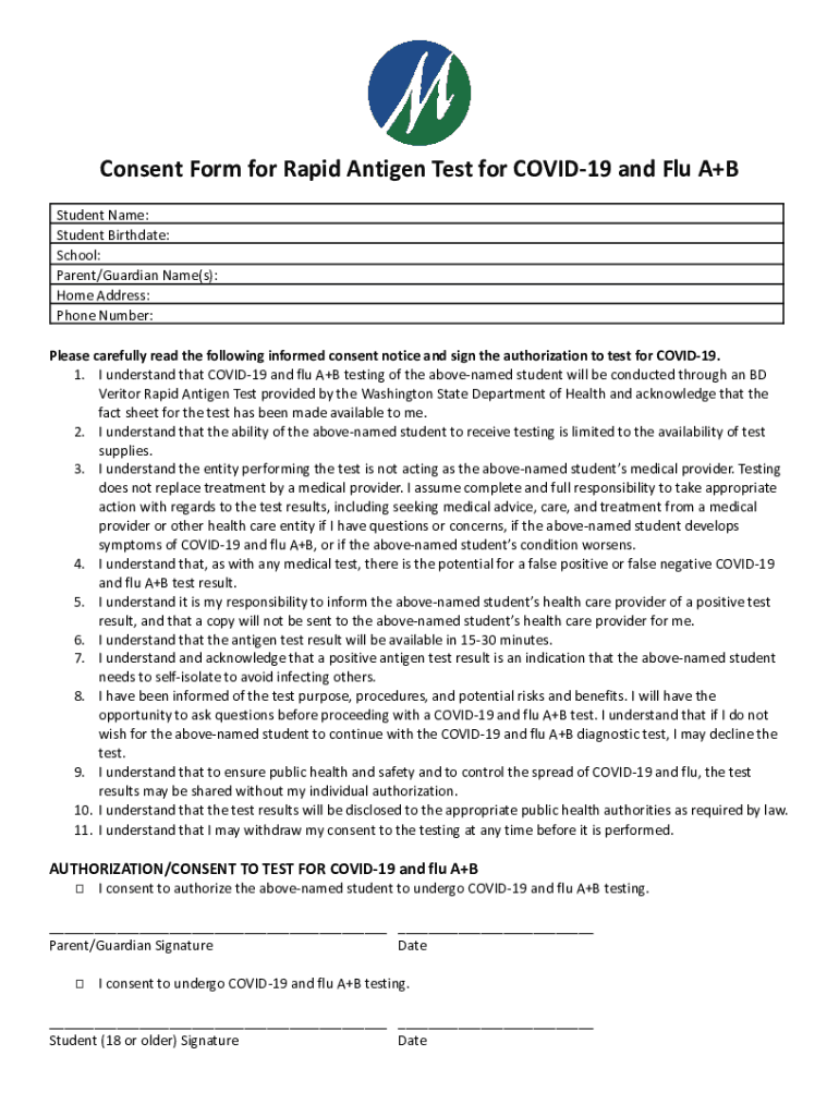 Fillable Online Rapid Antigen Triplex Consent Form for Parents - 2023 ...