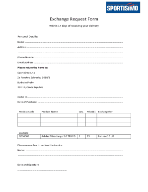Fillable Online Exchange Request Form New COM 30.05.2019 Fax Email ...