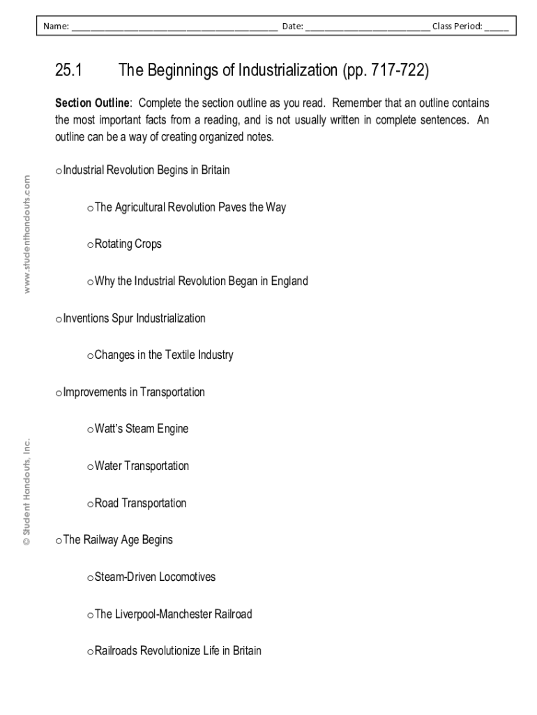 Fillable Online The Beginnings of Industrialization (pp Fax Email Print ...