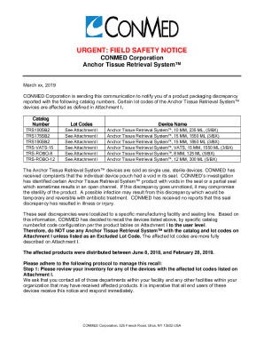 Fillable Online Class 2 Device Recall ConMed Anchor Tissue Retrieval ...
