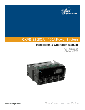 Fillable Online CXPS-E3 200A-400A Power System. Installation & Operation Manual Fax Email Print ...