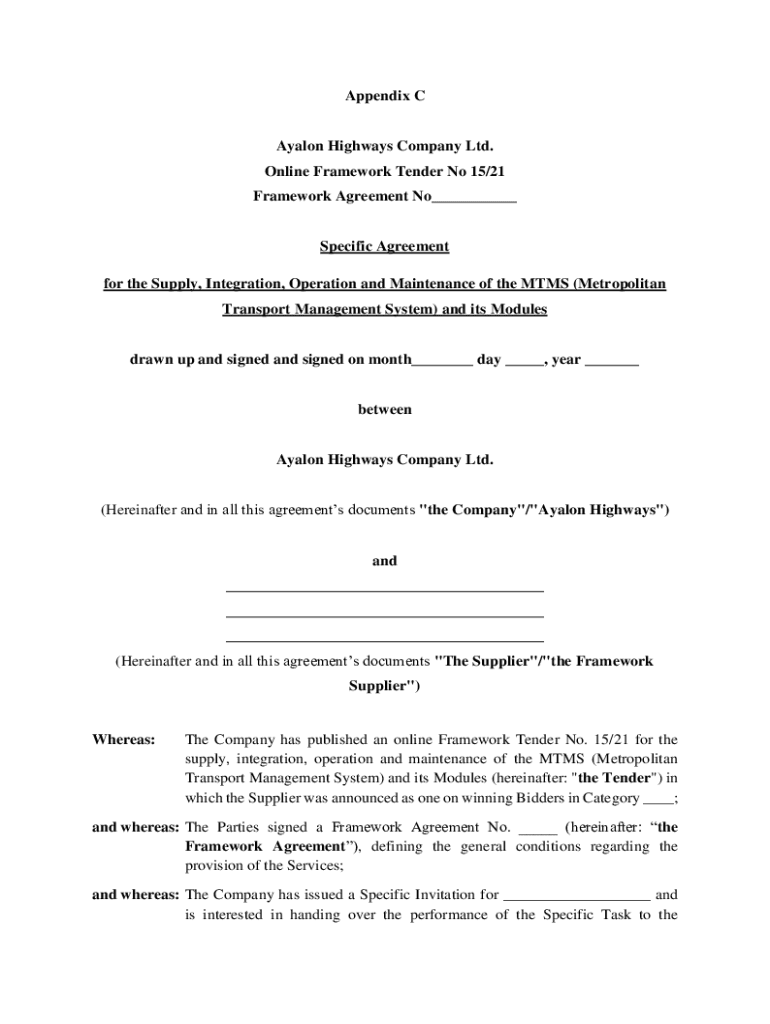 Fillable Online Appendix C Ayalon Highways Company Ltd. Online ... Fax Email Print - pdfFiller