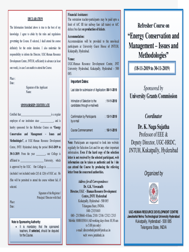 Fillable Online Energy Conservation and Management - jntuh ugc-hrdc Fax Email Print - pdfFiller