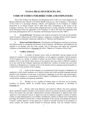 Fillable Online usana health sciences, inc. code of ethics for ...