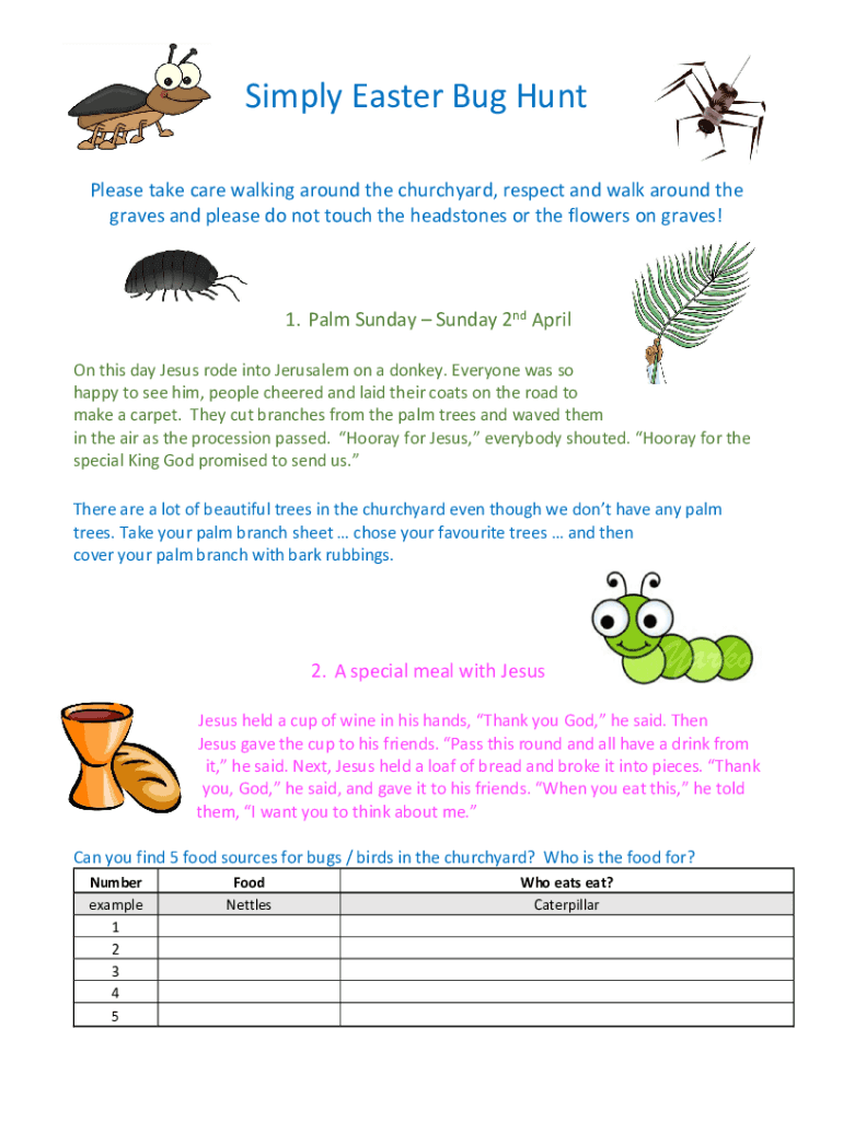 Fillable Online Simply Easter Bug Hunt worksheet 23 Fax Email Print ...