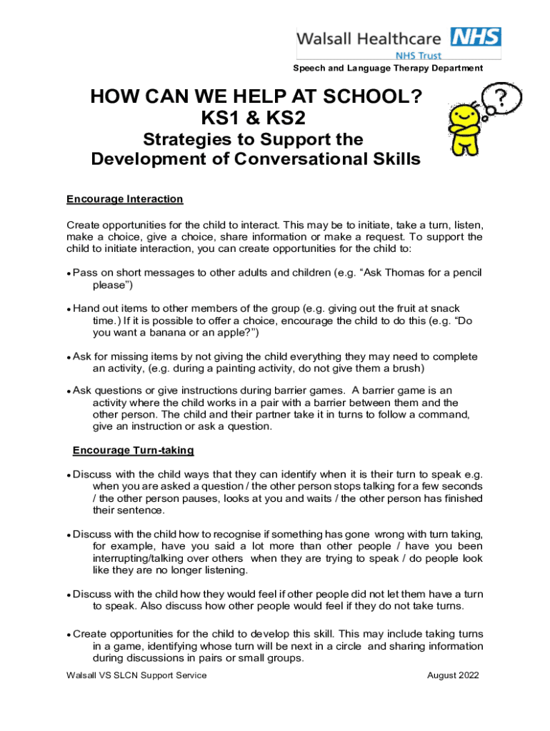 Fillable Online Activities and Tips to Develop Speech and Language ...