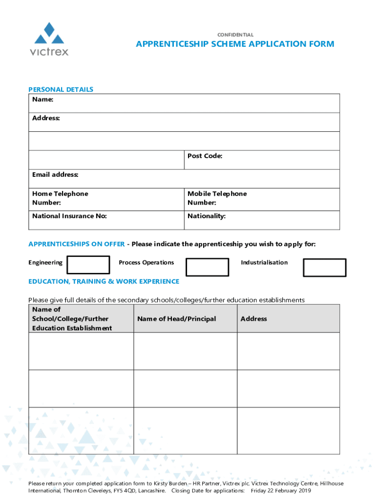 Fillable Online APPRENTICESHIP SCHEME APPLICATION FORM Fax Email Print - pdfFiller