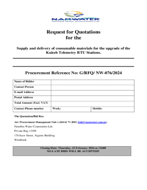 Fillable Online Request for Quotation: Supply and Delivery of ...