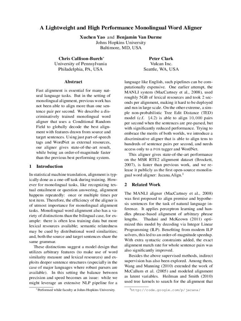 Fillable Online Word Alignment in the Era of Deep Learning: A Tutorial ...