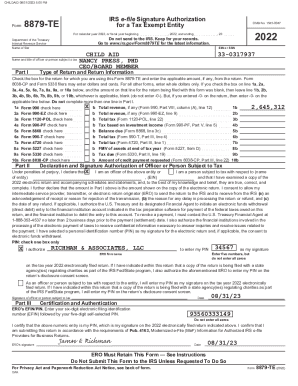 Fillable Online 2023 FORM 8879 California e-file Signature ...