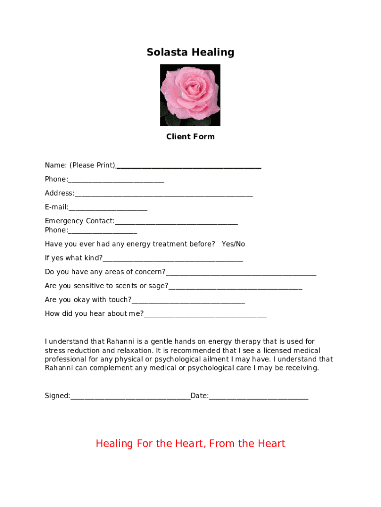 Client - Solasta Energy Healing Doc Template | pdfFiller