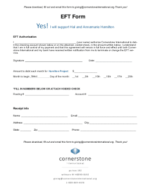 Fillable Online EFT Form - Cornerstone International Fax Email Print ...