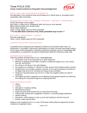 Fillable Online Conference Dress Code Reminders Fax Email Print - pdfFiller