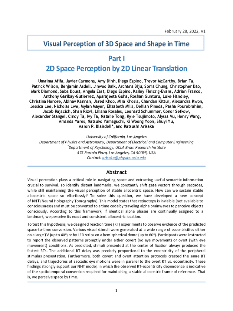 Fillable Online (PDF) Visual Perception of 3D Space and Shape in Time Fax Email Print - pdfFiller