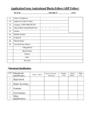 Fillable Online Application Form: Aspirational Blocks Fellow (ABP ...