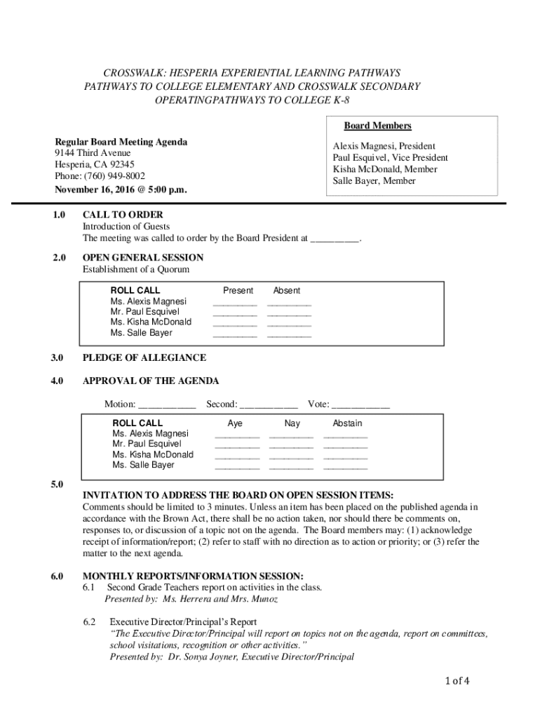 Fillable Online 1 CROSSWALK:HESPERIA EXPERIENTIAL LEARNING ... Fax ...