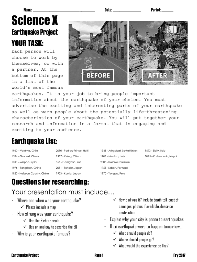 Fillable Online Earthquake Project Fax Email Print - pdfFiller