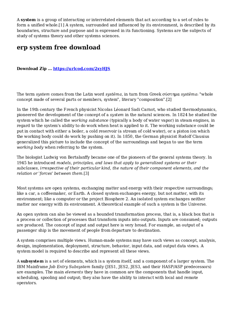 Fillable Online SYSTEM. A system is a group of interacting or Fax Email Print - pdfFiller