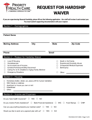 Fillable Online Request Hardship Waiver FormRevised102023 Fax Email ...