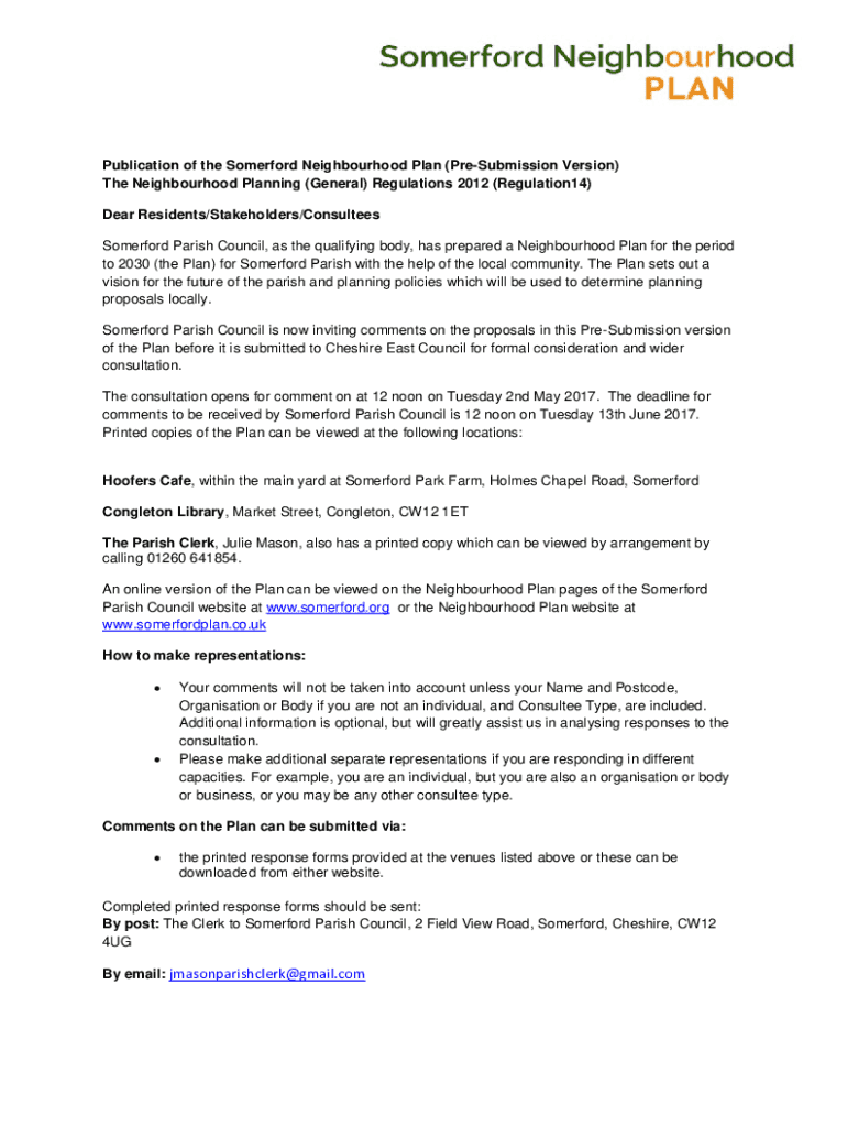 Fillable Online somerford neighbourhood plan basic conditions statement ...