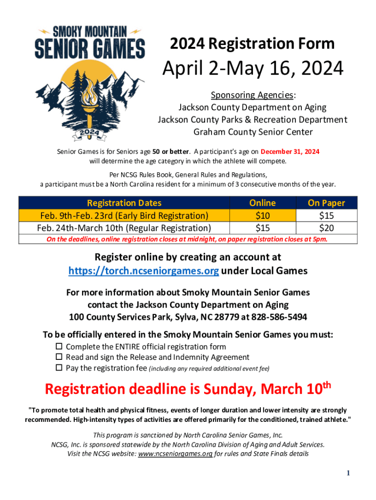 Fillable Online Department on Aging Senior Center Registration Form Fax ...