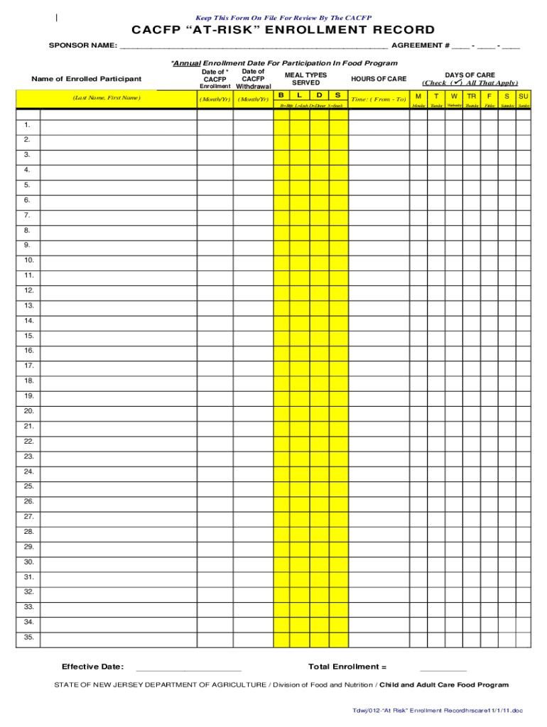 Fillable Online CACFP Administrative Review Form Fax Email Print ...