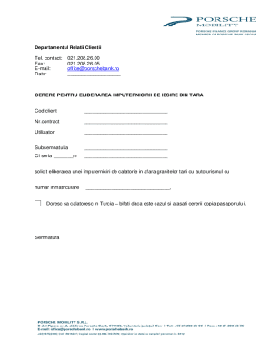 Fillable Online Cerere-imputernicire-iesire-din-tara-leasing- ... Fax ...