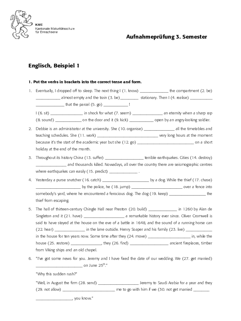 Fillable Online Tenses Review for EL level 1 .docx - Complete the text ...