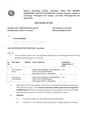Fillable Online INVITATION LETTER FOR CSE IoT Lab setup Fax Email Print ...
