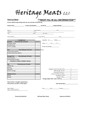 Fillable Online pork cutting order sheet - Caver Meats LLC Fax Email ...